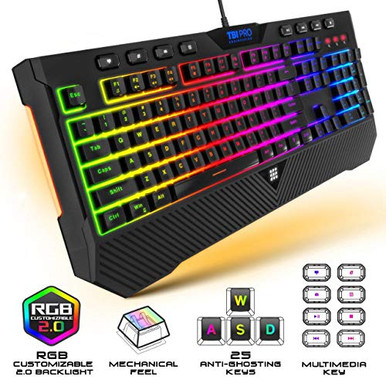 [Upgraded 2020] Gaming Membrane Keyboard with Mechanical Feel Clicks ...