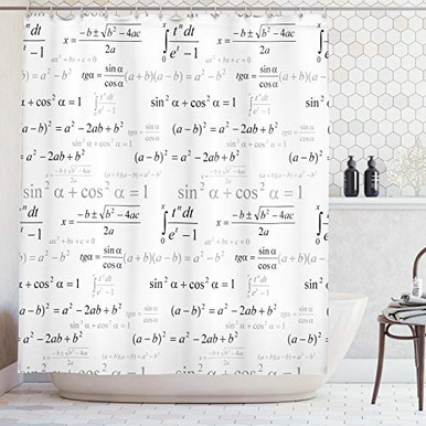 Lunarable Back to School Shower Curtain, School for Math and Geometry ...