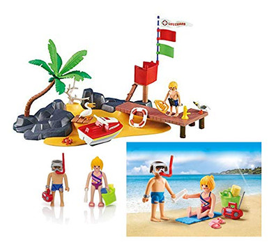 Playmobil Beach and Lifeguard Stand with Family at The Beach and ...