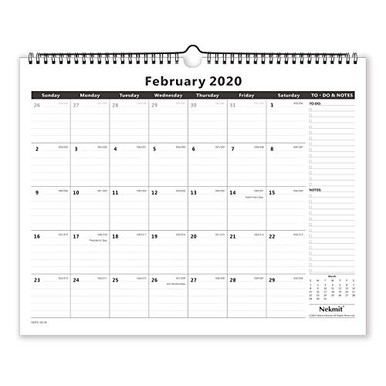 Nekmit 2020 Monthly Wall Calendar, Wirebound, Ruled Blocks, 15 x 12 ...