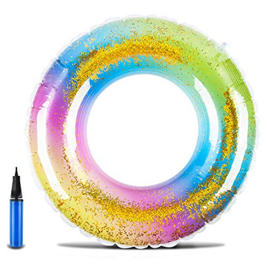 Gorse Transparent Inflatable Tube Swim Tube Glitter Swim Ring Raft ...