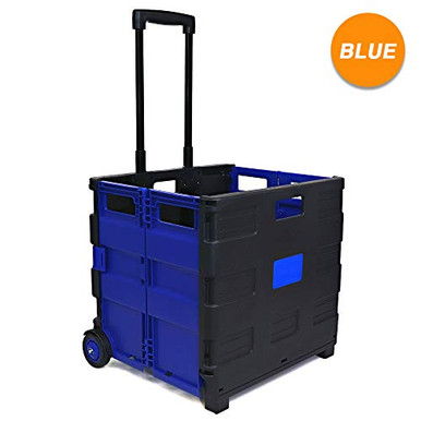 Emraw Blue Folding Cart On Wheels with Lid Cover Capacity Two-Wheeled ...