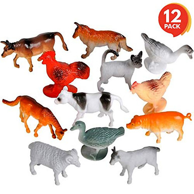 ArtCreativity Mini Farm Animals Figurines -12 Pack - Small Plastic ...