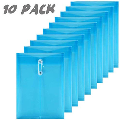 ZLYY 10 Pack Clear Blue Plastic Poly String Envelope with Expandable ...