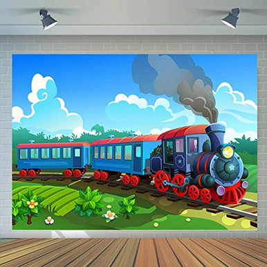 Qian Cartoon Polar Express Photo Backdrops Christmas Xmas Stream Train ...