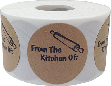 Brown Kraft Circle with Black from The Kitchen of Stickers 1.5 Inches ...