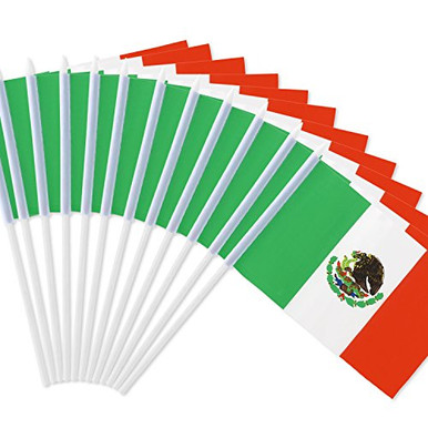 Anley Mexico Stick Flag Mexican 5x8 inch Handheld Mini Flag with 12 ...