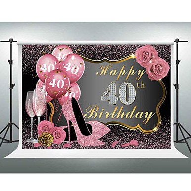 GESEN 40th Happy Birthday Backdrop for Photography 10x7FT Pink High ...