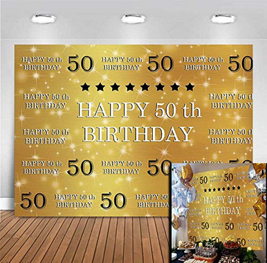 Golden Glitter Shiny Photo Backgrounds Fifty Years Old Age Vinyl 7x5ft ...
