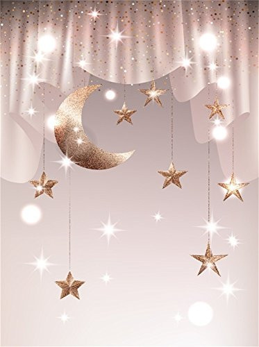 Leowefowa 3X5FT Baby Shower Backdrop Twinkle Stars String Moon Curtain ...