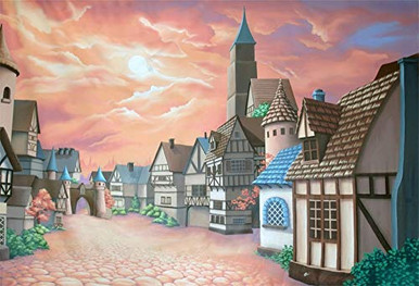 Leowefowa 10x8FT Vinyl Cartoon Village Backdrop for Photography ...