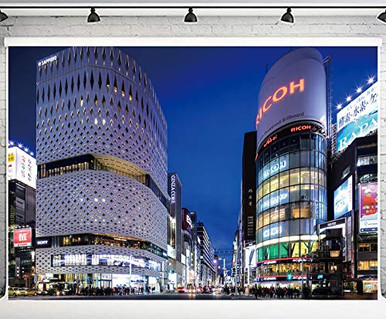 PHMOJEN 10x7ft Tokyo Ginza Backdrop Japan Nightscape Photography ...