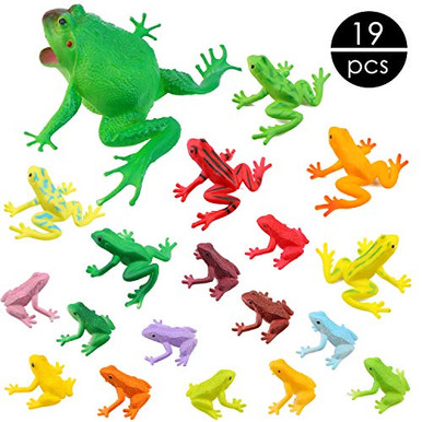 OOTSR 19 Pcs Plastic Frog Figures Toys Set Lifelike Assorted Figures ...