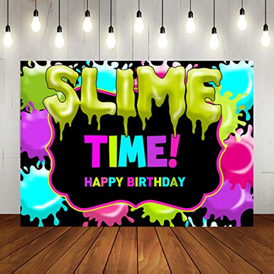 Its Slime Time Theme Photography Backdrop Colorful Fiesta 1st Birthday ...
