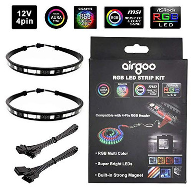 PC RGB LED Strip Light 2pcs Magnetic LED Strip for 12V 4-Pin RGB LED ...
