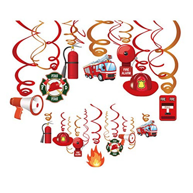 Anor Wishlife Fire Truck Hanging Swirl Decorations,Firefighter,Fireman ...