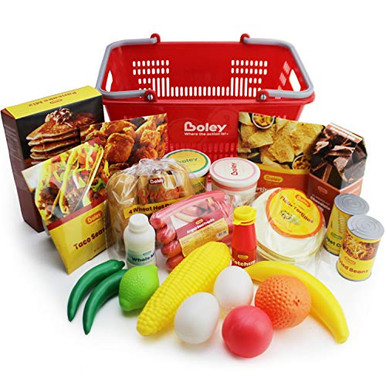 Boley Mart Groceries Play Food Set - 24 Piece Pretend Plastic Play Food ...
