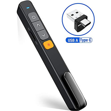 DinoFire Wireless PowerPoint Presentation Clicker Remote 2 in 1 Type C and USB A RF 2.4GHz PPT ...