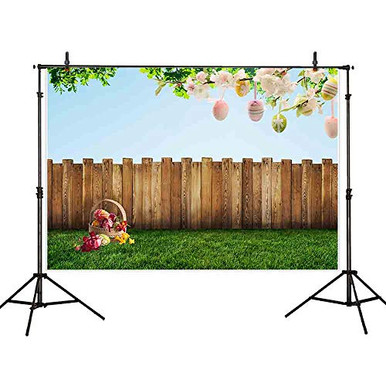Allenjoy 8x6ft Easter Backdrop Spring Blue Sky Green Grass Leaves Wood ...