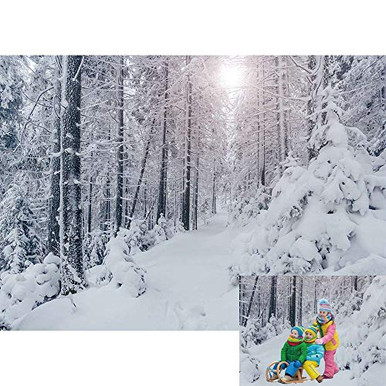Allenjoy Winter Forest Landscape Backdrop Christmas Wonderland Snowflake Outdoor Snow Scene Pine ...