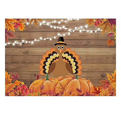 Allenjoy Thanksgiving Day Wood Backdrop Autumn Turkey Maple Leaves ...