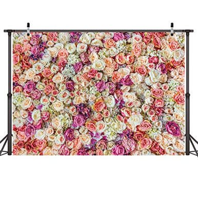 LYWYGG 8X6FT Flower Wall Backdrop Blooming Fresh Rose Flowers Wedding ...