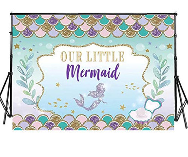 Sensfun 7x5ft Under The Sea Little Mermaid Backdrop Glare Glitter Gold ...