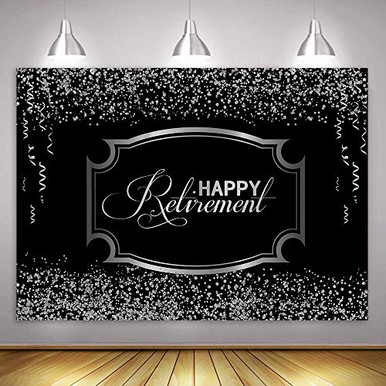 Happy Retirement Backdrop MME 10x7ft Silver Glitter Lights Congrats ...