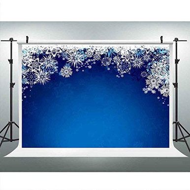 LUCKSTY Blue Crystal Snowflake Backdrops for Photography 9x6FT Winter ...