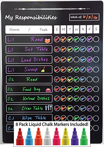 Chore Charts for Kids with 8 Pack Liquid Chalk Marker Set Magnetic ...