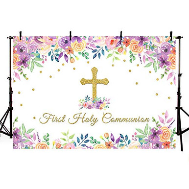 MEHOFOTO First Holy Communion Party Backdrop Girl Baptism Christening ...