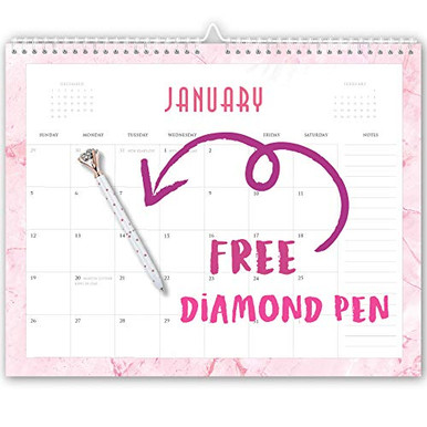 Pink Marble 2020 Calendar with Free Diamond Pen 2020 Wall Calendar Desk ...