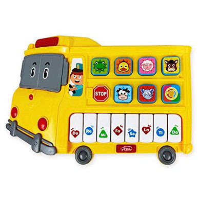 Learning School Bus Toy w/ Lights and Music 8 Musical Note Piano Keys 6 ...