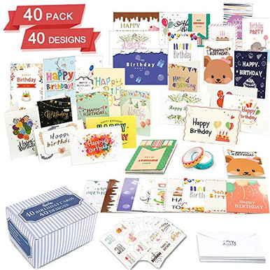 Birthday Card 40 Pack 40 Designs Feela Happy Birthday Card Assorted ...