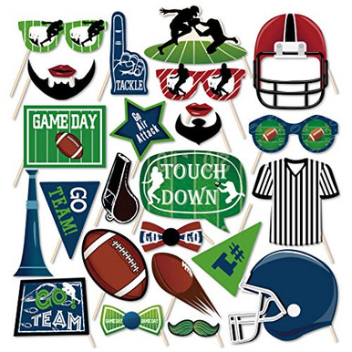 Super Bowl Photo Booth Props Kit 25 Pcs Football Party Touch Down Game ...