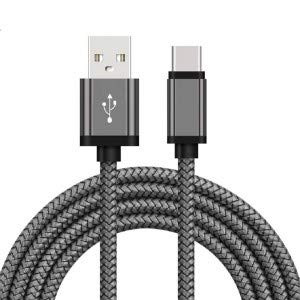 USB Type C Long 10ft Heavy Duty Braided Cable Dark Gray/Black ...
