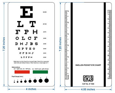 KSIPL Snellen Pocket Eye Chart with Red Green Lines and Scale ...