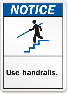 SmartSign Notice Use Handrail Sign 10 x 14 Aluminum - Warehousesoverstock