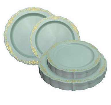 80 Pcs Robin Blue Gold Plastic Party Plates Set 40 Large 10.25 in ...