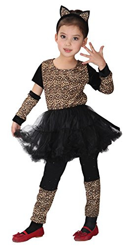 Girls Leopard Cheetah Animal Halloween Costumes Child Role Play Cosplay ...