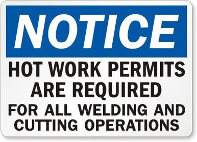 Notice Hot Work Permits Required For Welding And Cutting Sign By ...