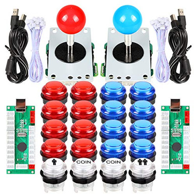 Fosiya 2 Player LED Arcade Joystick Buttons Kit for Arcade PC Game ...