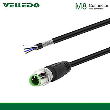 VELLEDQ Industrial PreWired M8 Connector Cable 4Pin Male ACoding 3M ...