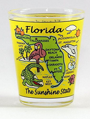 Florida Sunshine State Map Yellow Shot Glass - Warehousesoverstock