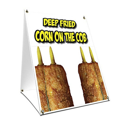 AFrame Sidewalk Deep Fried Corn On The Cob Sign with Graphics On Each ...