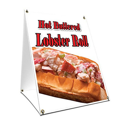 AFrame Sidewalk Hot Buttered Lobster Roll Sign with Graphics On Each ...