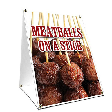 AFrame Sidewalk Meatballs On A Stick Sign with Graphics On Each Side 18 ...