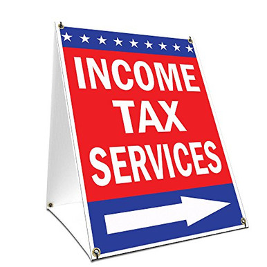AFrame Sidewalk Income Tax Servies with Arrow Sign with Graphics On ...
