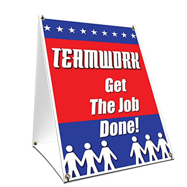 AFrame Sidewalk Teamwork Get The Job Done Sign with Graphics On Each ...