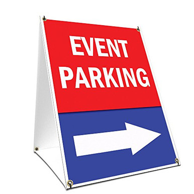 AFrame Sidewalk Event Parking with Arrow Sign with Graphics On Each ...